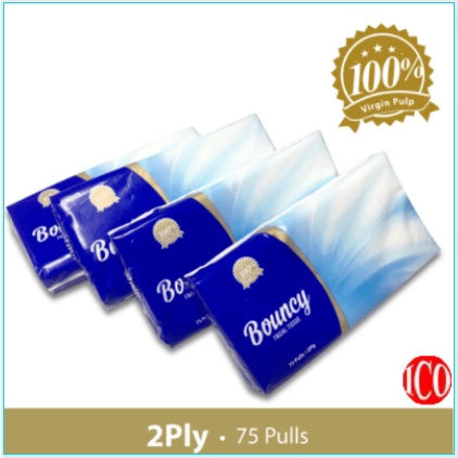 Bouncy Facial Tissue Travel Pack 2 Ply 75 Pulls x 1 Pack High Quality ...