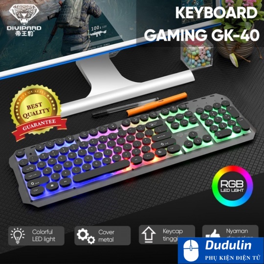 Divipard GK-40 Keyboard Round Metal Key Rainbow LED | Shopee Philippines