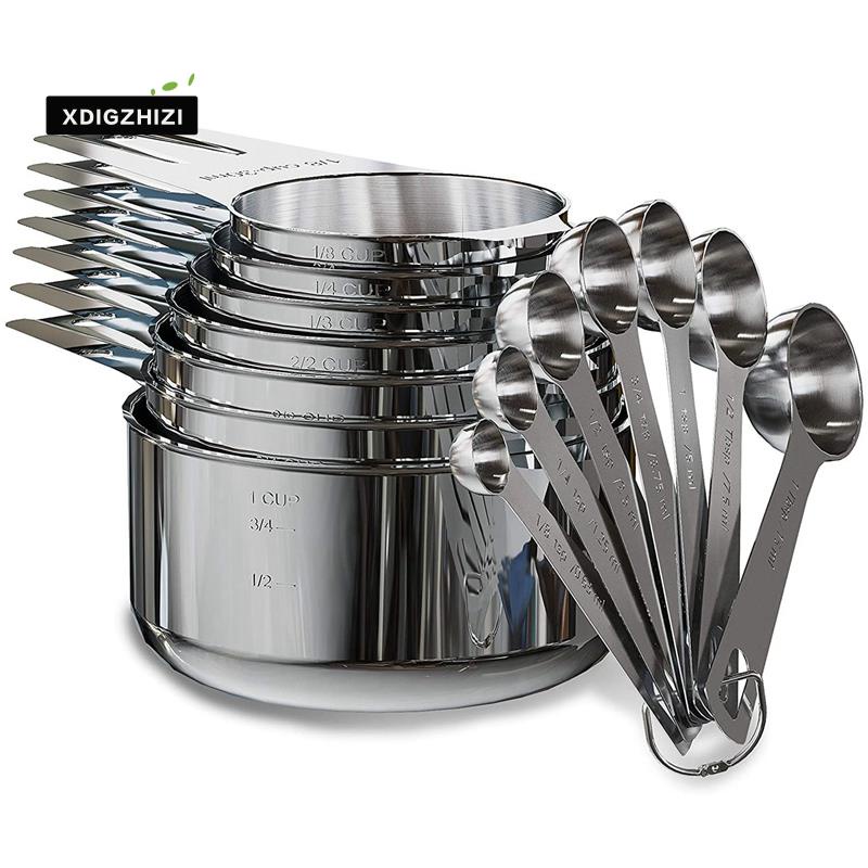 Stainless Steel Measuring Cups and Spoons Set of 14 Pieces,7 Nesting ...