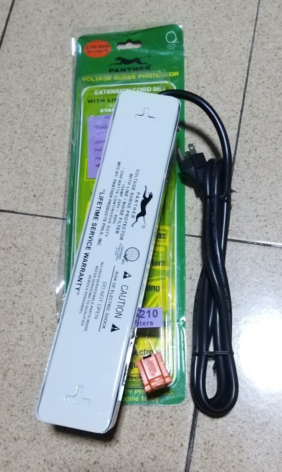 Panther PSP-1210 Extension Cord with Surge Protector, 1 Switch Breaker ...