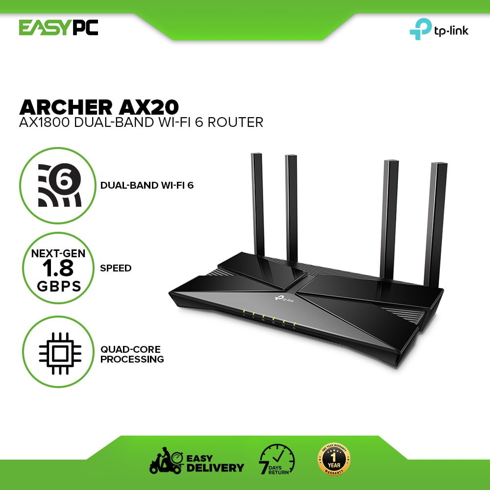 Easy PC | Tp-link Archer AX20 AX1800 Dual-Band Wi-Fi 6 Router | Shopee ...