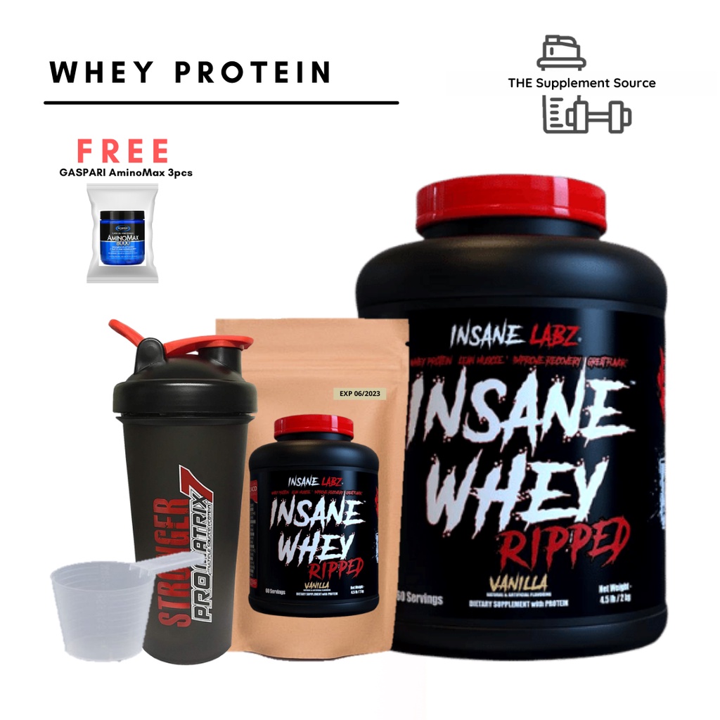 Insane Labz Insane Whey Ripped 1lb, 2lbs with Shaker Whey Protein ...