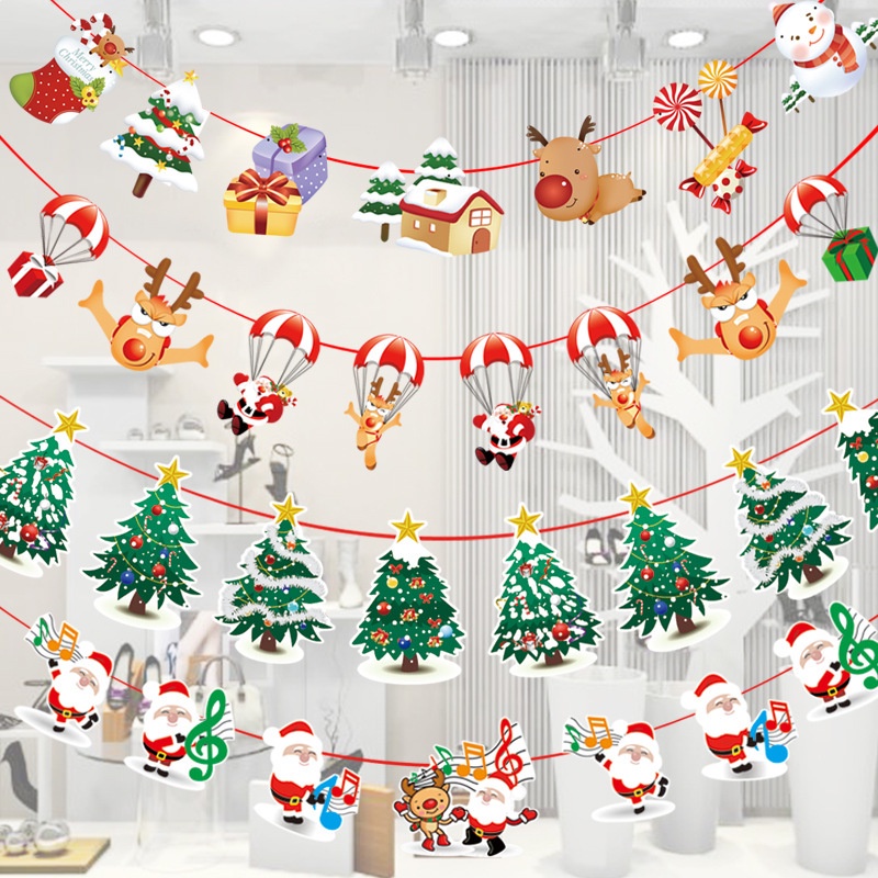 2.5M Merry Christmas Garland Banners/Christmas Tree Santa Claus Elk ...