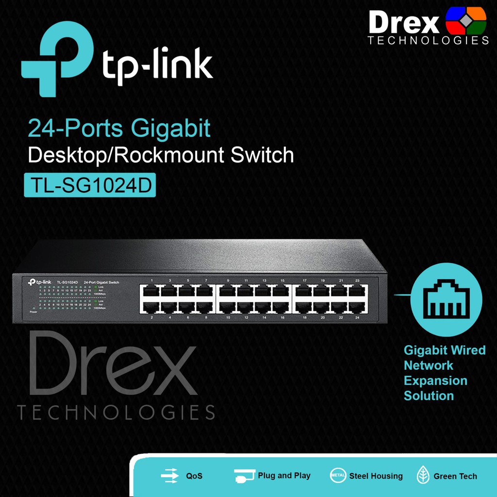 TP-LINK TL-SG1024D 24 Port Gigabit 101001000Mbps 13" Ethernet Network ...