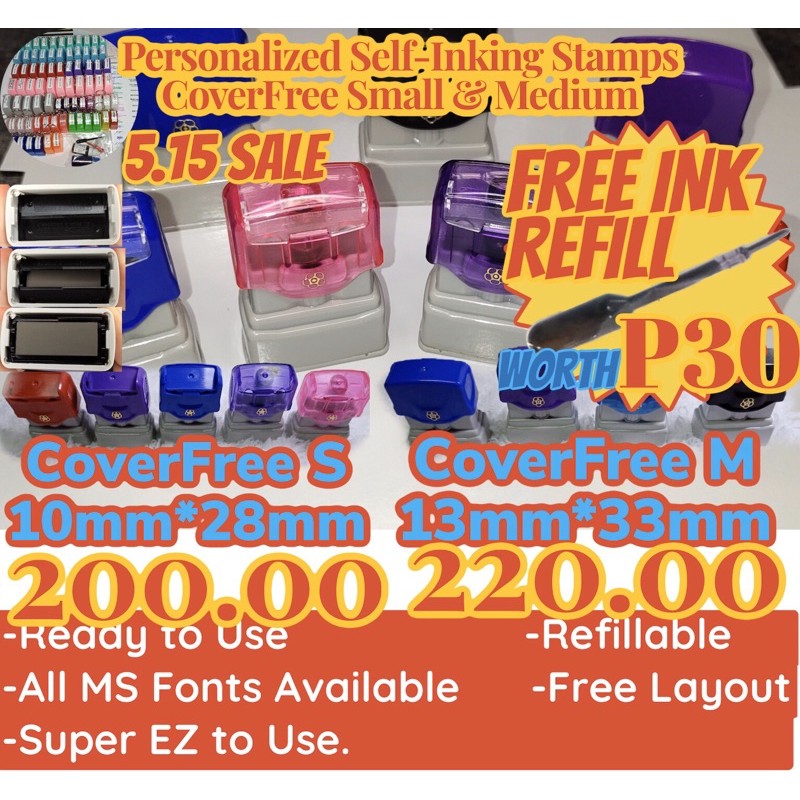 Stamp Personalized Self Inking Stamps Cover Free Eazy to Use | Shopee ...