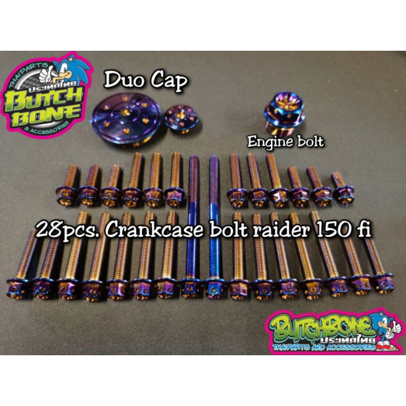 HENG CRANKCASE BOLT SET/ENGINE/DUO CAP RAIDER 150 fi TITANIUM (SOLD SET ...