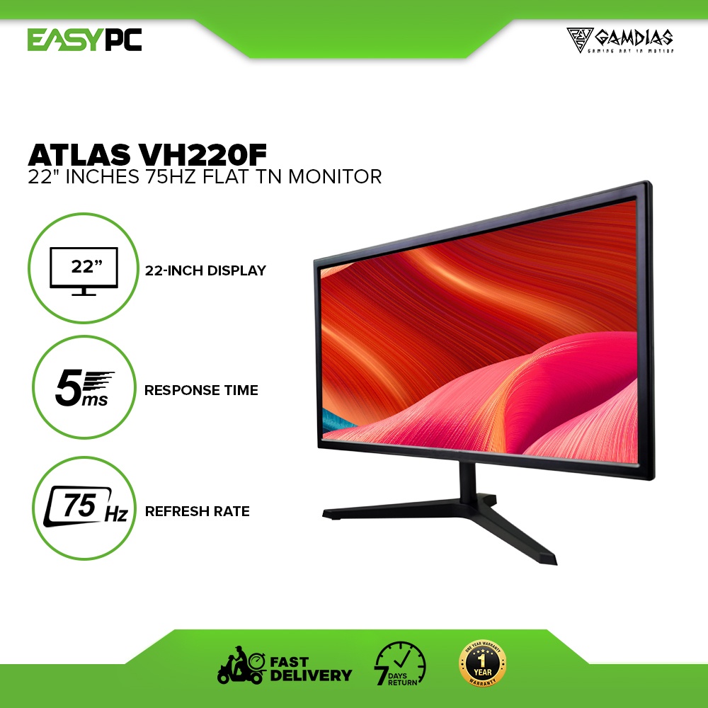 Gamdias Atlas VH220F 22" Inches 75Hz Flat TN Monitor, Brand New, Flat ...