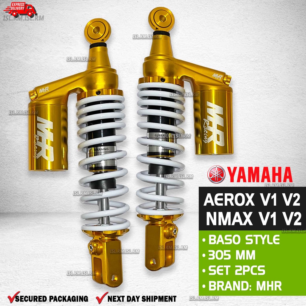 Yamaha NMAX AEROX V1 V2 Rear shock absorbers 2pcs with Baso style WHITE ...