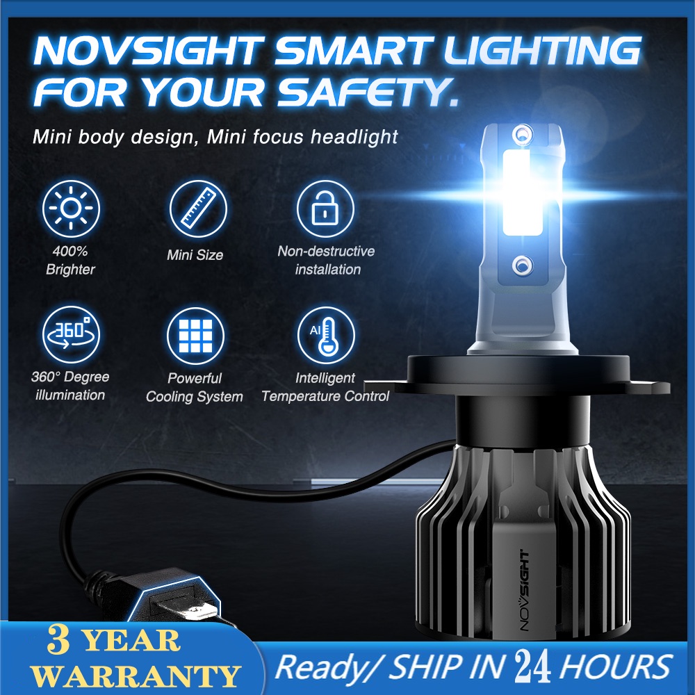 NOVSIGHT H4 H7 H11 LED Headlight for Car led Bulb 12V 72W 10000LM 6000K Headlamp 2 PCS | Shopee ...