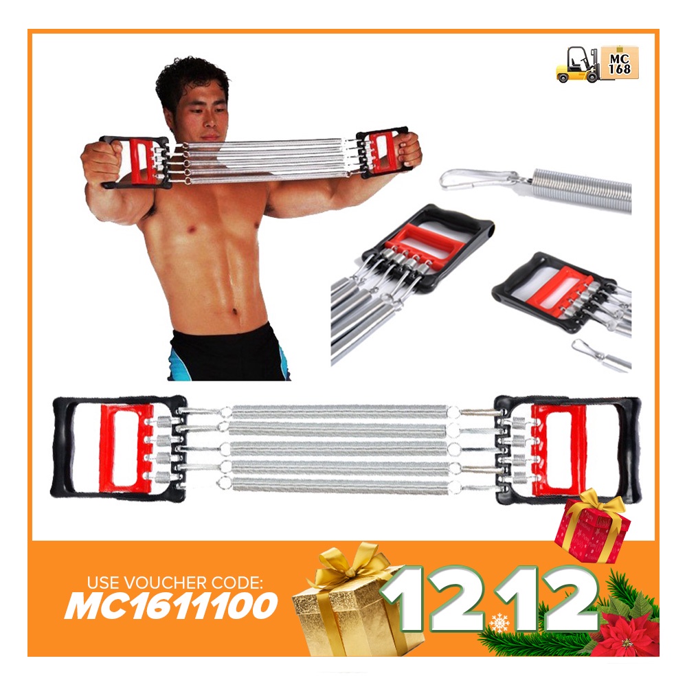 Chest Expander and hand gripper 5 springs muscle 2in1 / spring chest ...
