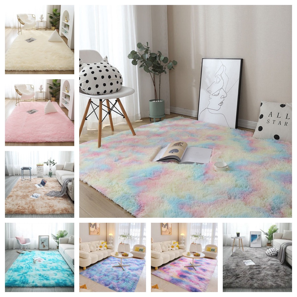 Gradient color carpet bedroom living room bedside washable mat soft ...