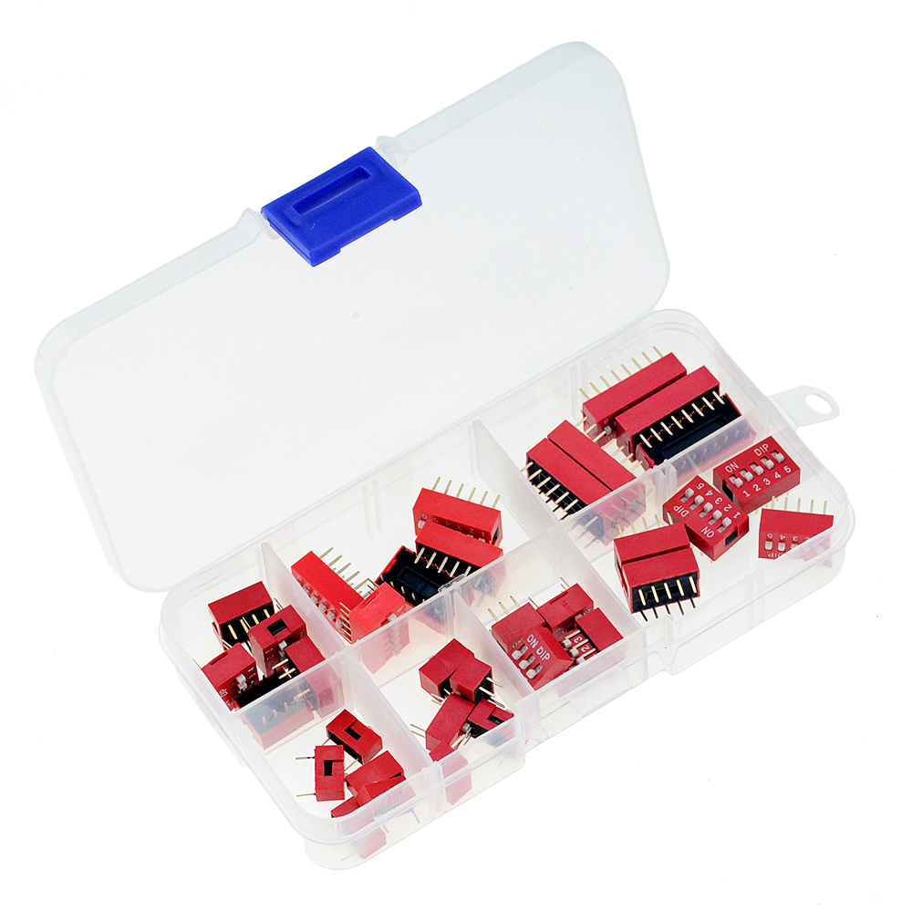 35PCS/Lots Dip Switch Kit In Box 1 2 3 4 5 6 8 Way 2.54mm Toggle Switch ...