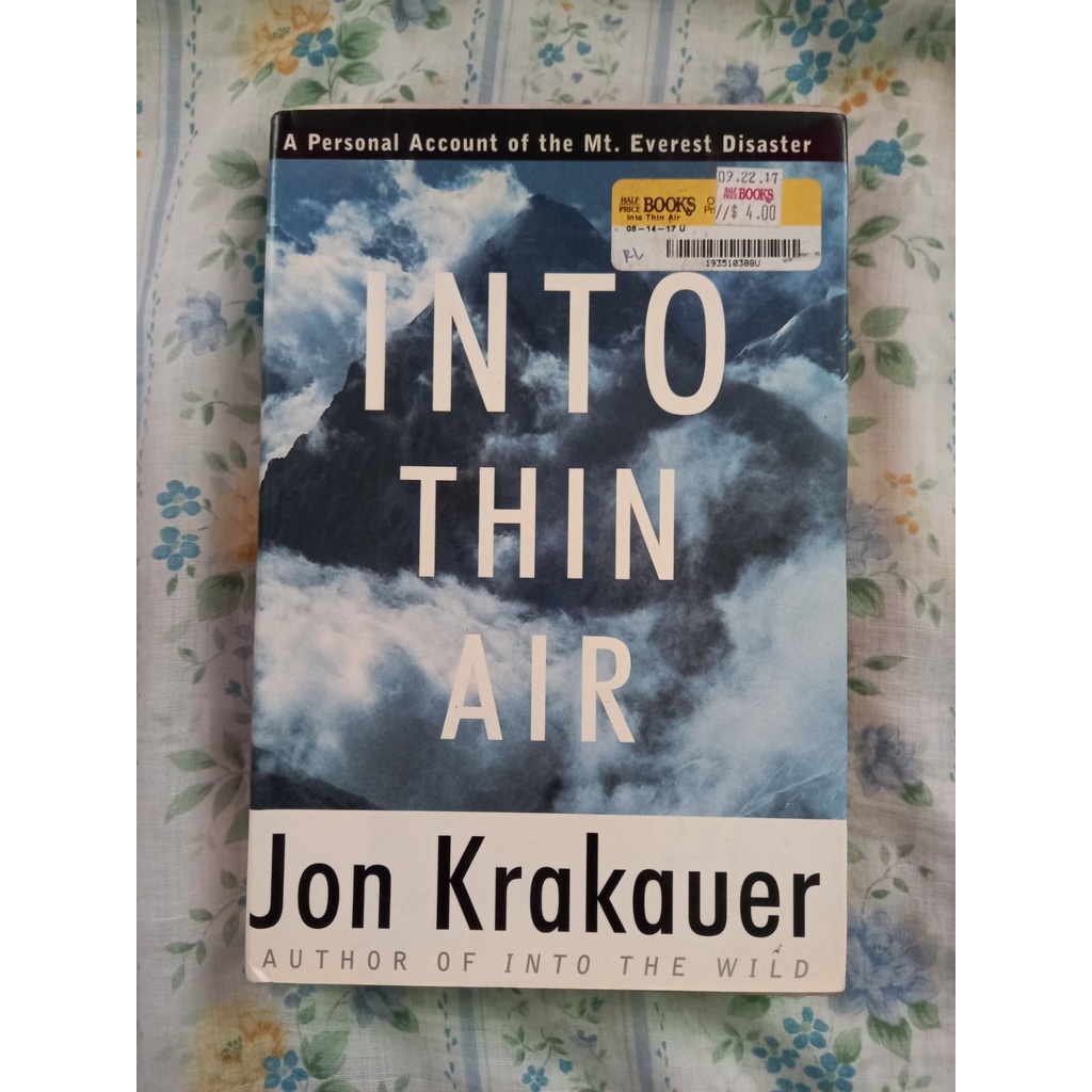 Into Thin Air by Jon Krakauer (pre loved / hardbound) | Shopee Philippines