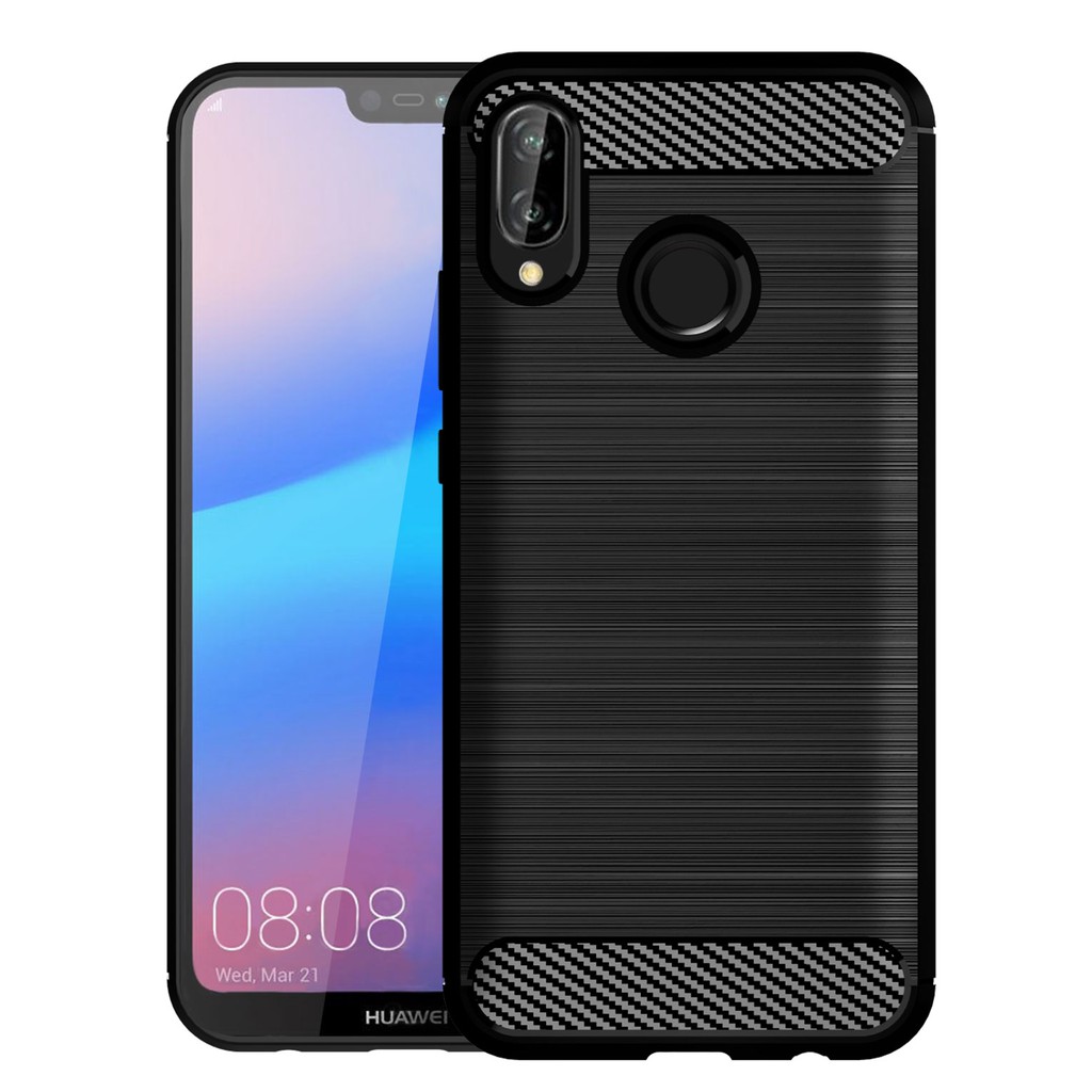 Huawei P20 lite Casing Armor Carbon Fiber TPU Soft Silicone Back Cover Huawei P20lite Case ...