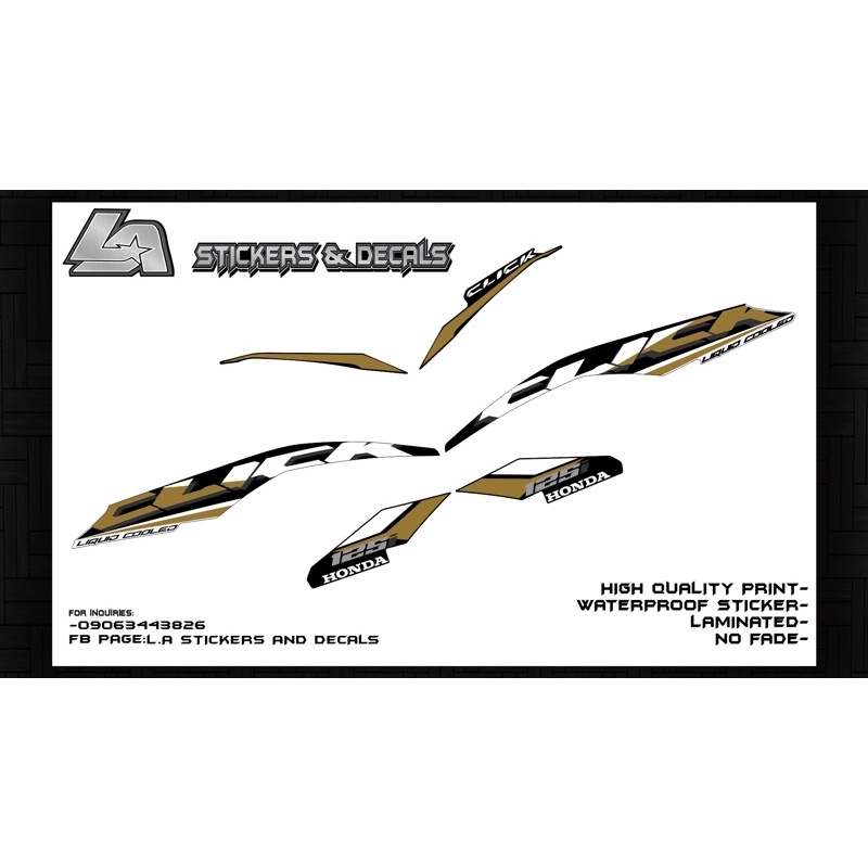 Honda click 125i/150i v2 stock decals 2021 model matte gold for white ...