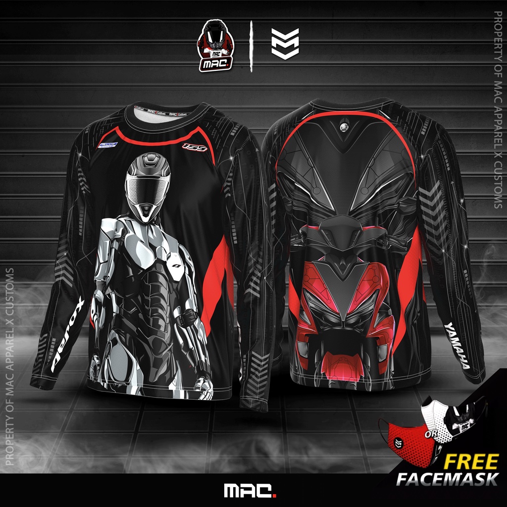 MAC CUSTOMS Riding Jersey, N002, Full Sublimation Long Sleeve, Aircool, Drifit Fabric | Shopee ...