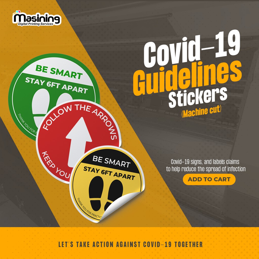 Covid19 Guidelines Floor Sticker 5pcs 10in x 10in | Shopee Philippines