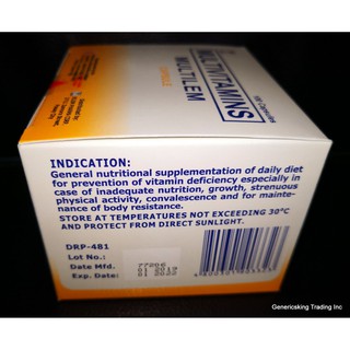 (GENERIC CLUSIVOL) MULTIVITAMINS x 100 CAPS (with Ascorbic Acid ...