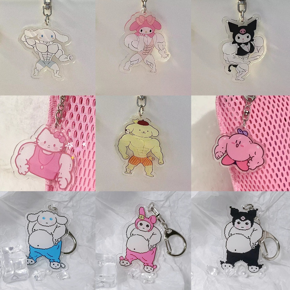 Muscle Charm Sanrio Muscle Keychain Macho Melody Kuromi Cinnamon Dog ...