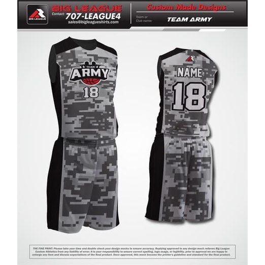 Army Basketball Jerse and Shorts for Men Full Sublimation 3D Print ...