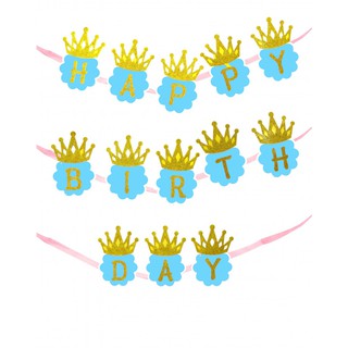 Happy Birthday Banderitas Crown design with Glitters Banner Party Decor ...
