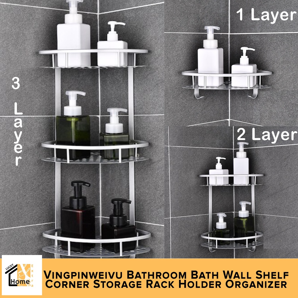 Lucky Bathroom Bath Wall Shelf Corner Storage Rack Holder Organizer ...