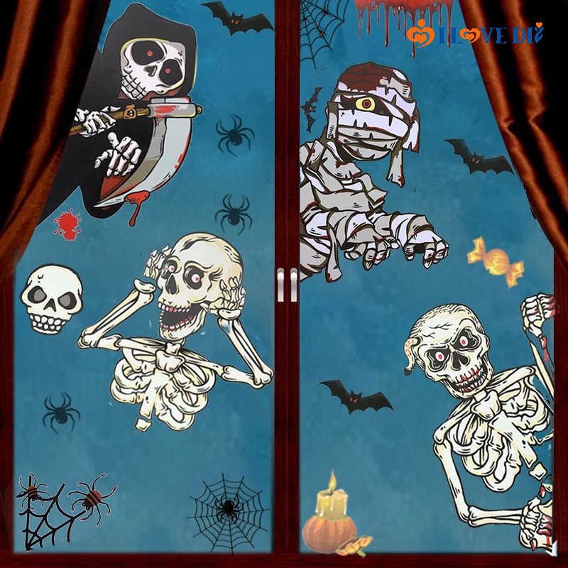 Removable PVC Self-adhesive Halloween Horror Window Stickers/ Horror ...