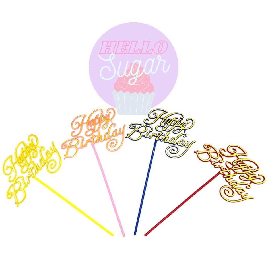 HELLO SUGAR - Happy Birthday Stick Cake Topper (15cm) | Shopee Philippines