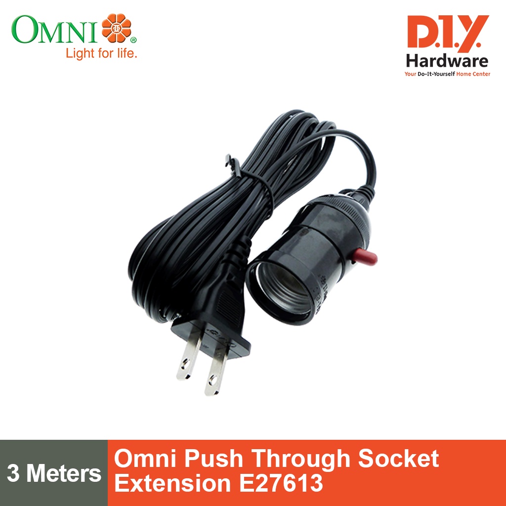 Omni Push Through Socket Extension 3-Meter Wire 3A 250V - E27-613 ...