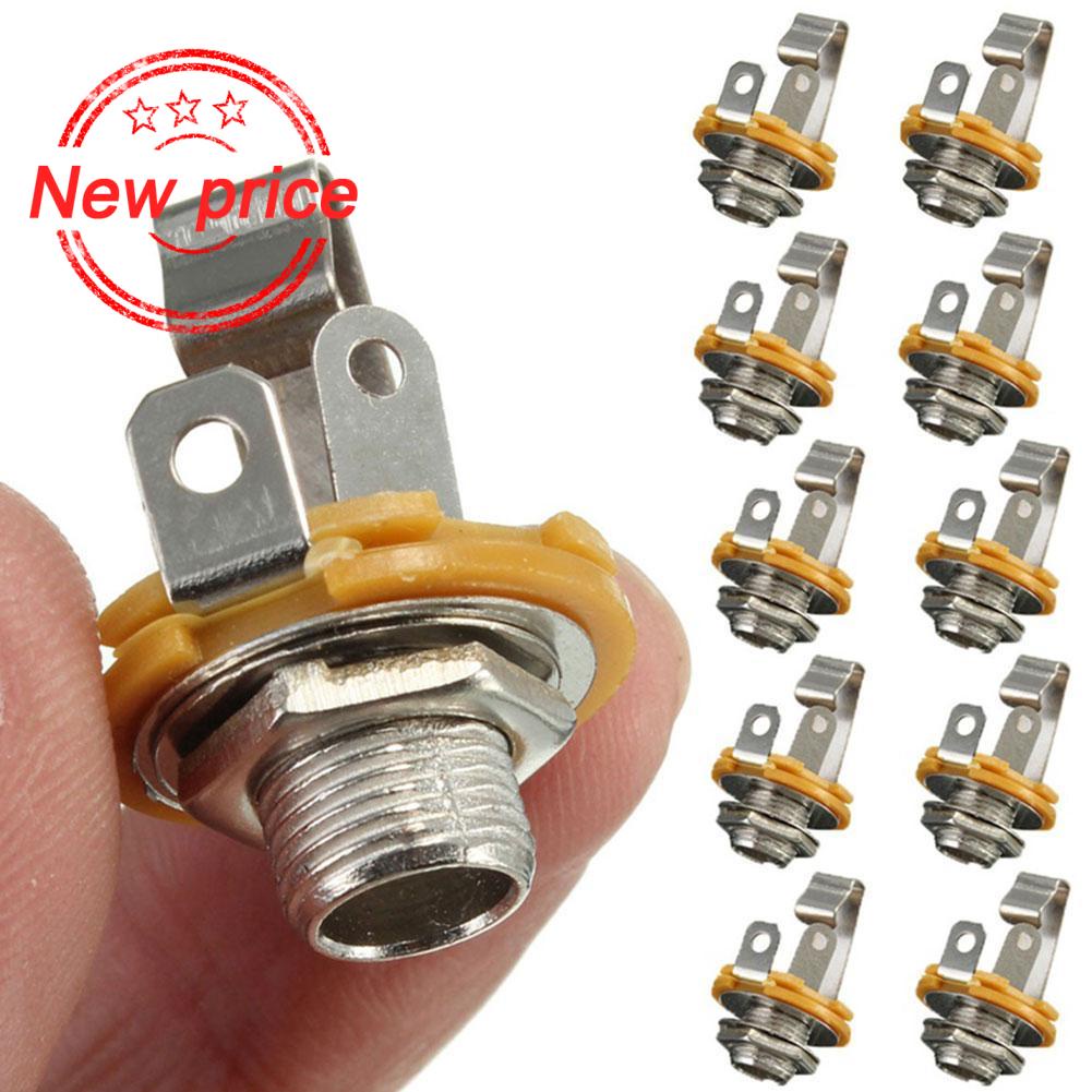 10 Pcs 1/4" 6.35mm Mono Input Jack Socket For Electric Bass Guitar ...