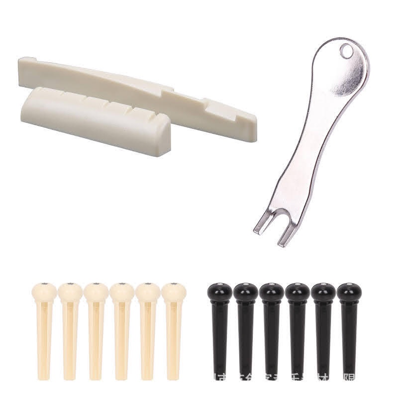 RC Music 1 Set Acoustic Guitar Bone Bridge Pins Nut Saddle Part White ...