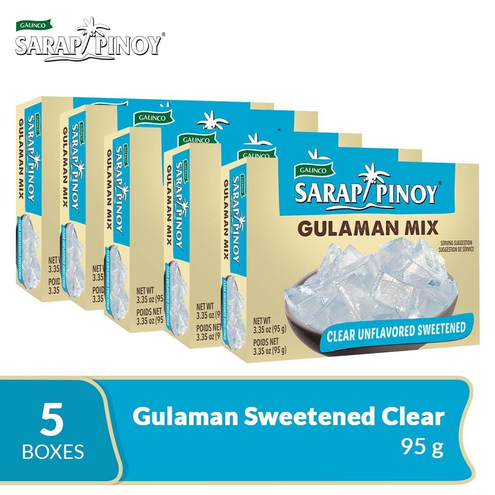 Sarap Pinoy Gulaman Sweetened Clear 95g (5 Boxes) | Shopee Philippines