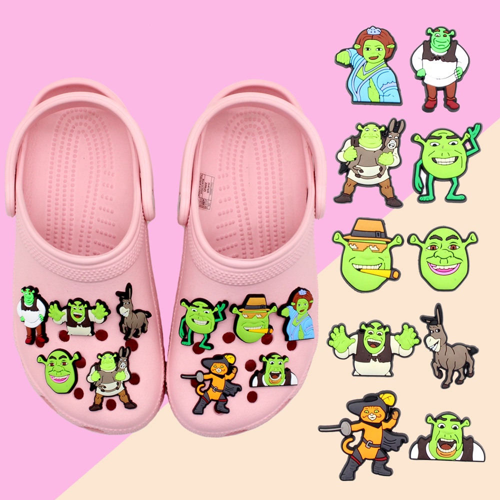 1pcs Jibbitz Crocs cartoon green shrek shoe charms DIY Anime Kids X-mas ...
