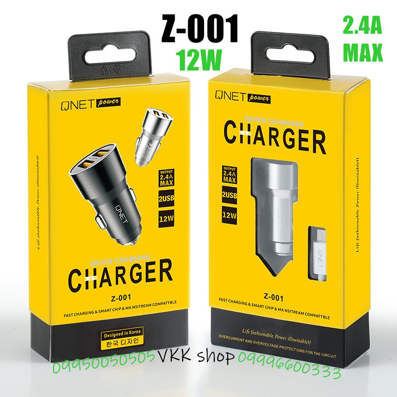 VKK Z001 QNET Z-001 (Type-C, IOS, android) Car/double hole 2.4A 100% ...