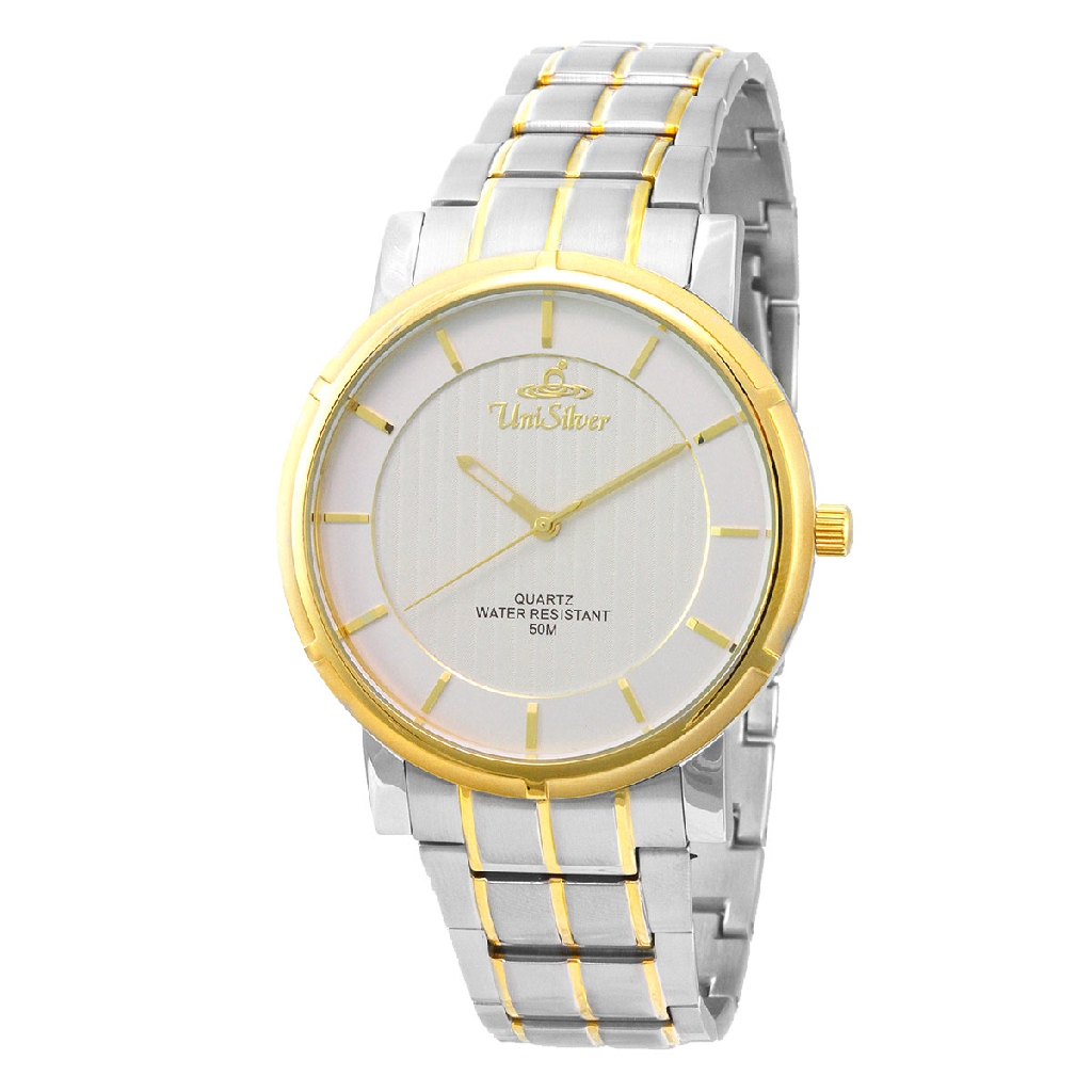 UniSilver TIME Men's Stainless Steel Silver / Gold Analog Watch KW2243 ...