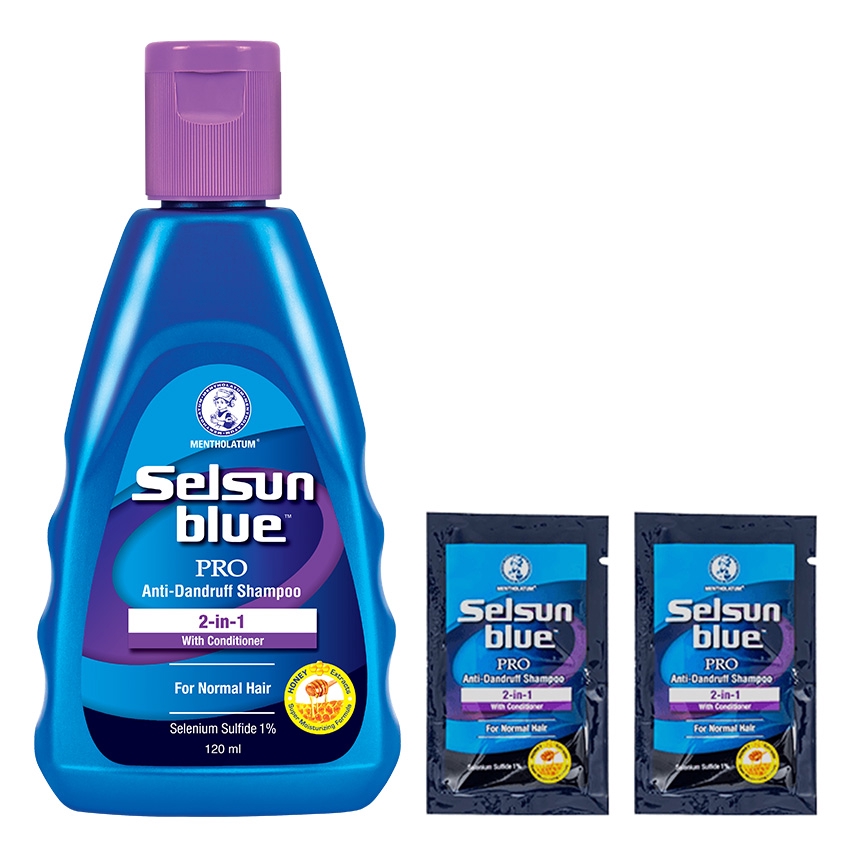 Selsun Blue Pro Anti-Dandruff Shampoo 120ML With 2Pcs Pro Anti-Dandruff ...