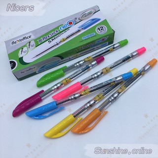 12pcs 0.5mm/0.7mm Flexoffice FO-GELB019 flexstick NEO smooth ink pen ...