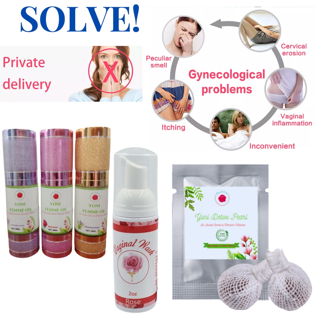 COMBO [Detox Pearl + Yoni Oil + Feminine Wash] Womb Wellness Antifungal Yeast Infection ...