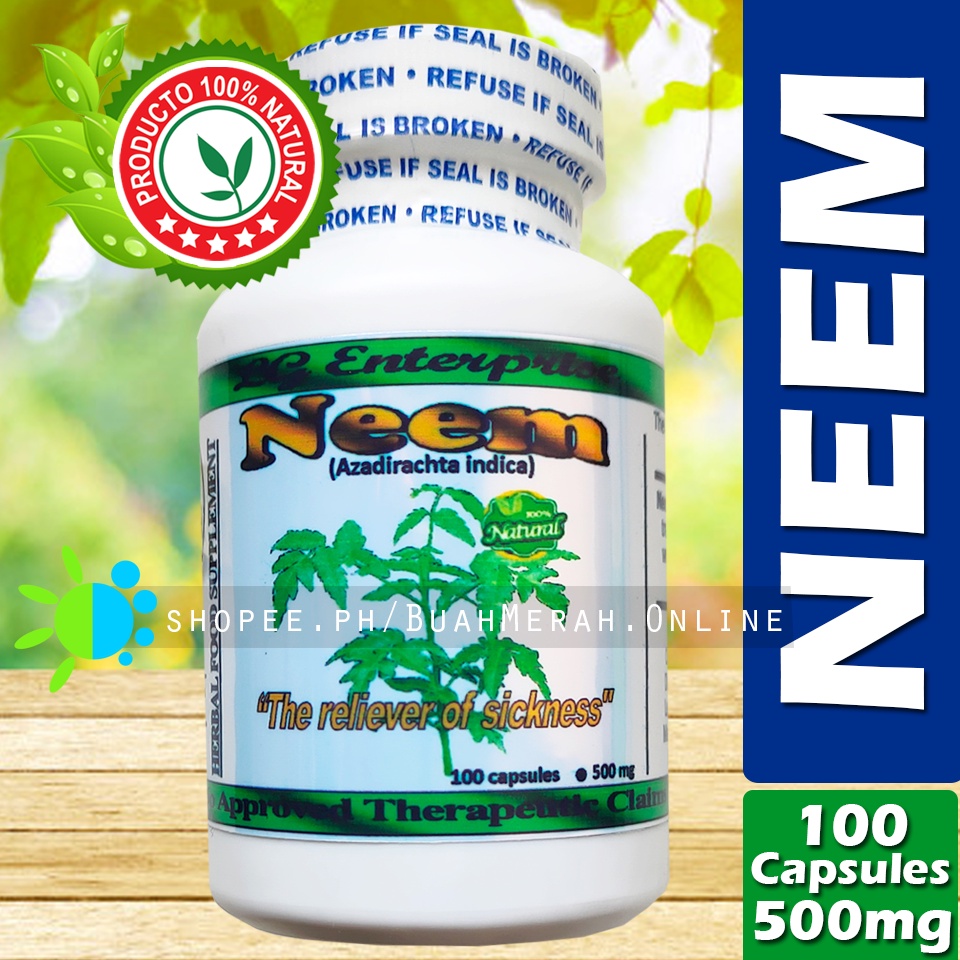 NEEM 500mg x 100 Capsules Neem Tree Plant Leaves Extract Supplement ...