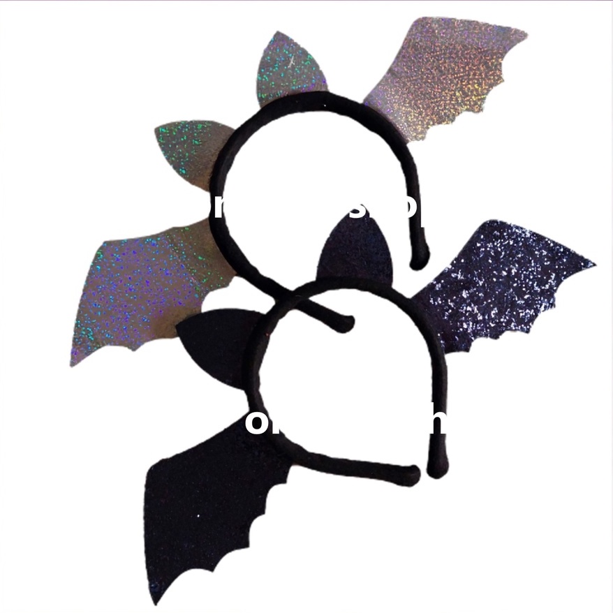 Glittering Bat Headband Kids Costume Cosplay 1pc ( Silver/Black ...
