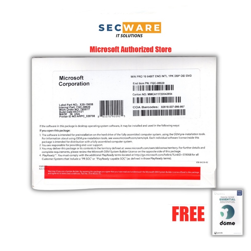 Windows 10 Pro 64 Bit DVD with Antivirus | Shopee Philippines