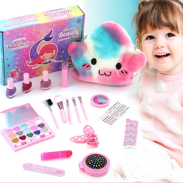Non Toxic Kids Makeup Kit for Girls Princess Real Washable Cosmetic ...