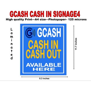 Gcash Cash in cash out laminated signage | Shopee Philippines