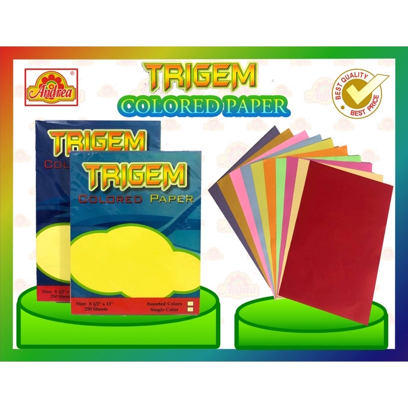 TriGem Colored Paper 250pcs assorted per ream | Shopee Philippines