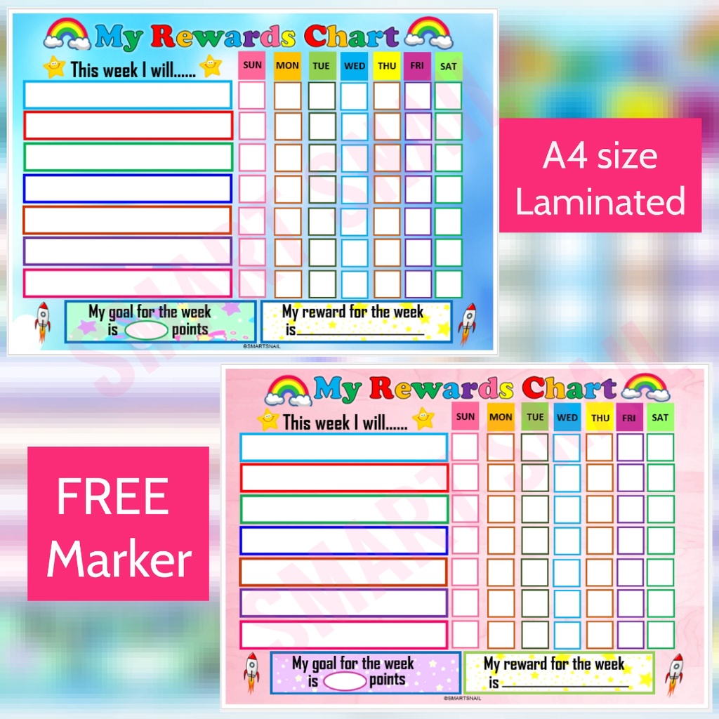 Laminated REWARDS CHART Boy and Girl A4 size | Shopee Philippines