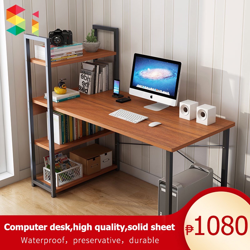 Computer desk with bookshelf Multi-layer storage shelf 120*55cm large ...