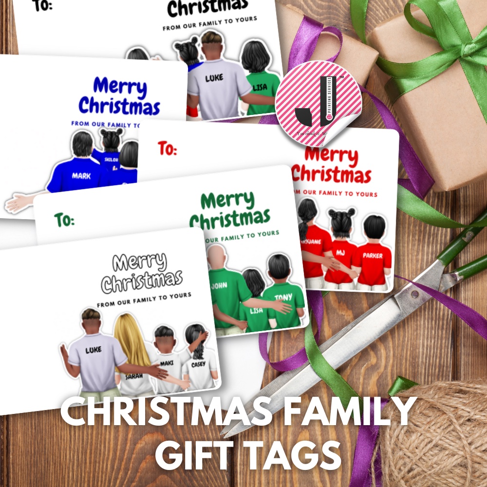 CHRISTMAS FAMILY GIFT TAGS | PERSONALIZED FAMILY CLIPART | GIFT CARD ...