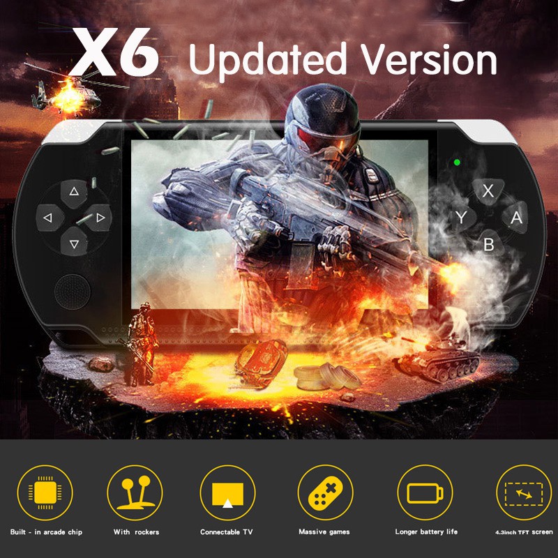 4.3 Inch Retro Classic Games Handheld Game Player MP5 Video Portable Handheld Game Console X6 ...
