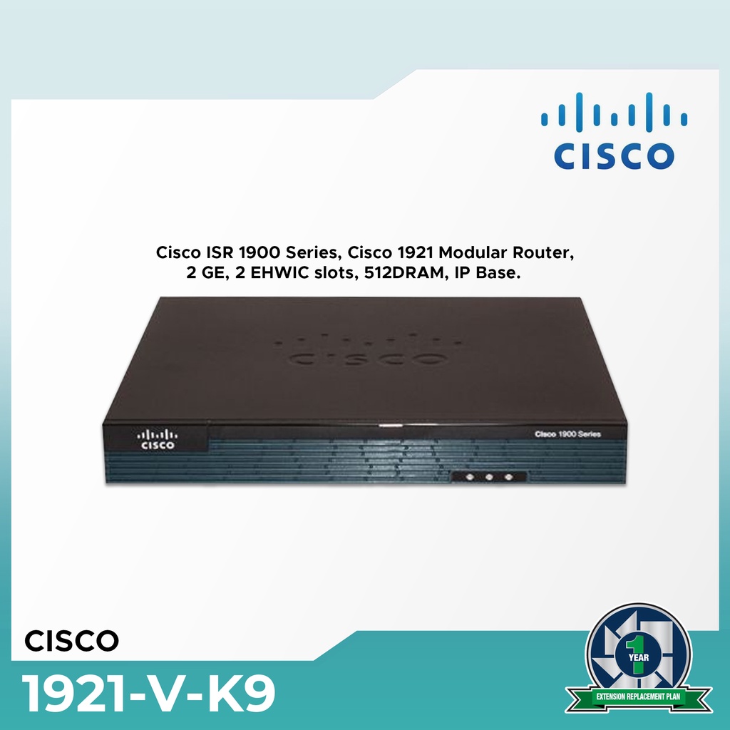 CISCO 1921-V-K9 - ISR 1900 Series, Cisco 1921 Modular Router, 2 GE, 2 ...