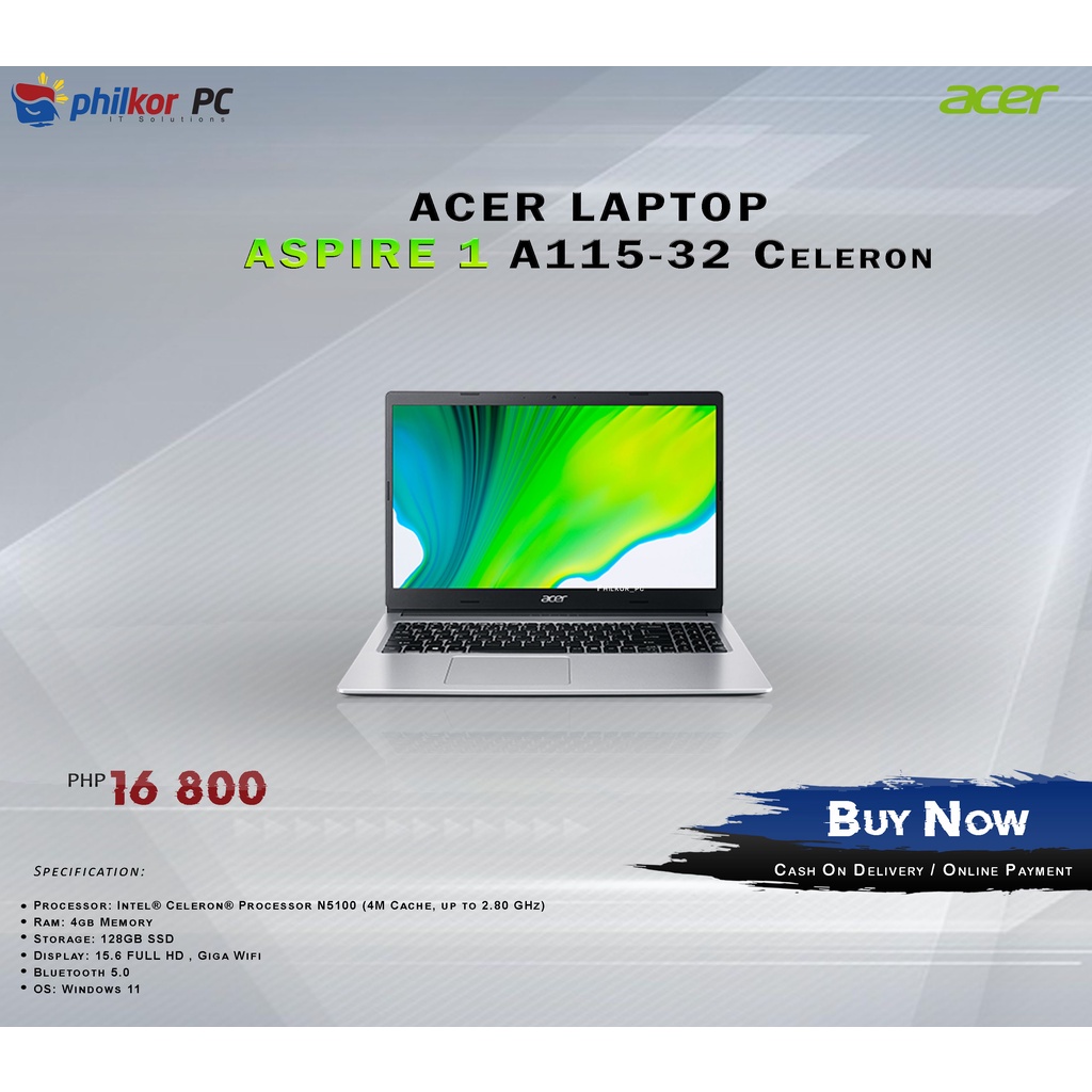 Acer Aspire 1 A115-32 Quad CPU 4G 128G Win11 | Shopee Philippines